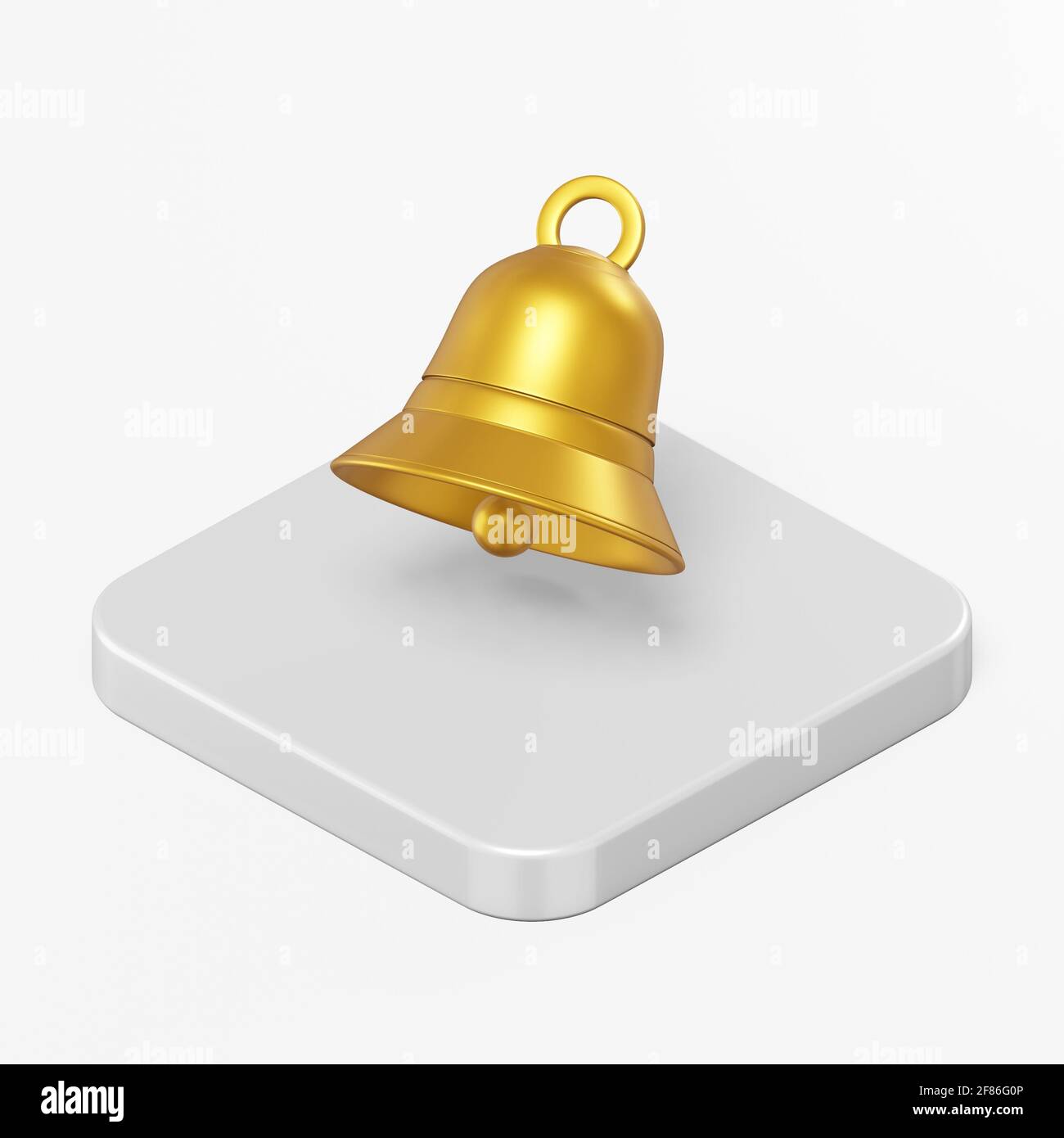 Golden bell icon. 3d rendering square button key isometric view, interface ui ux element Stock ...