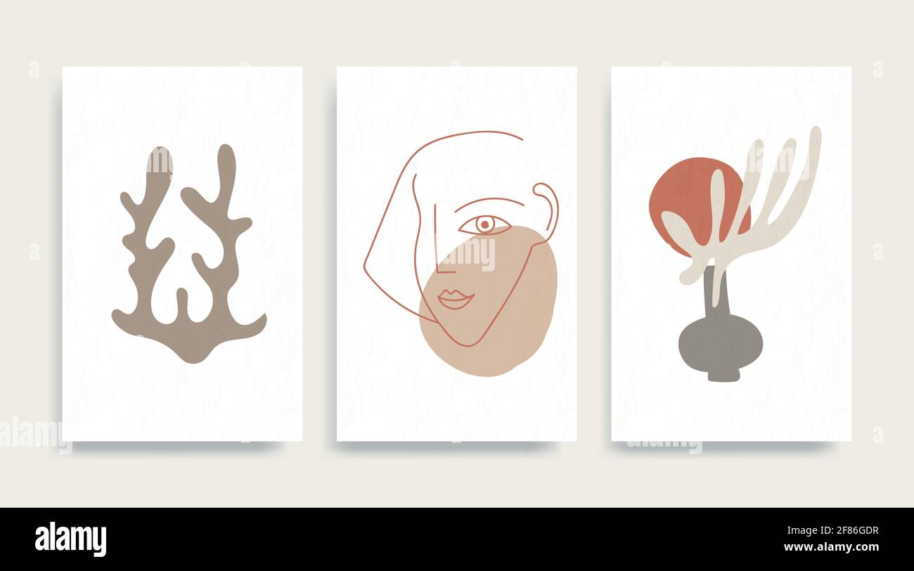 Contemporary Henri Matisse abstract vector poster. Woman face ...