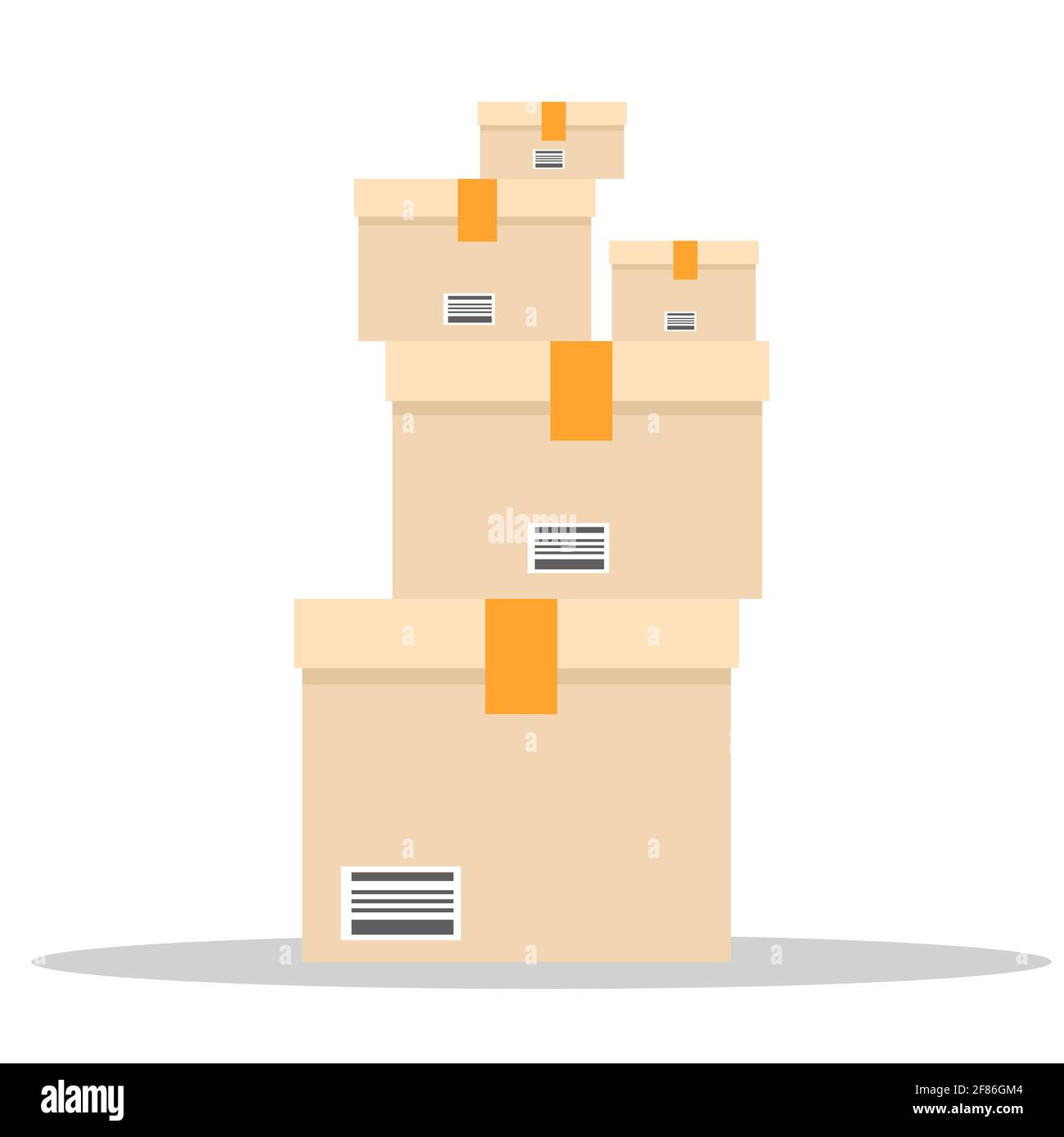 A pile of boxes. Stack of Cardboard with different size. Flat and solid ...