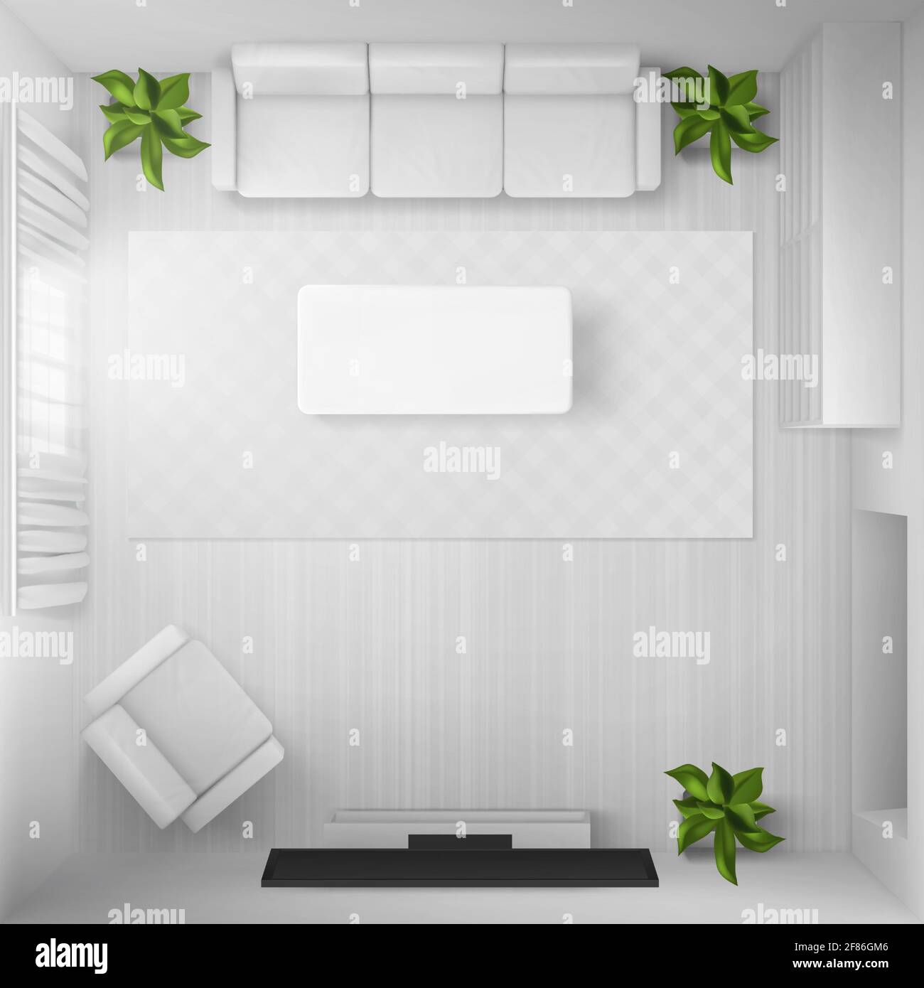 Top view of living room in house, apartment or hotel. Modern interior ...