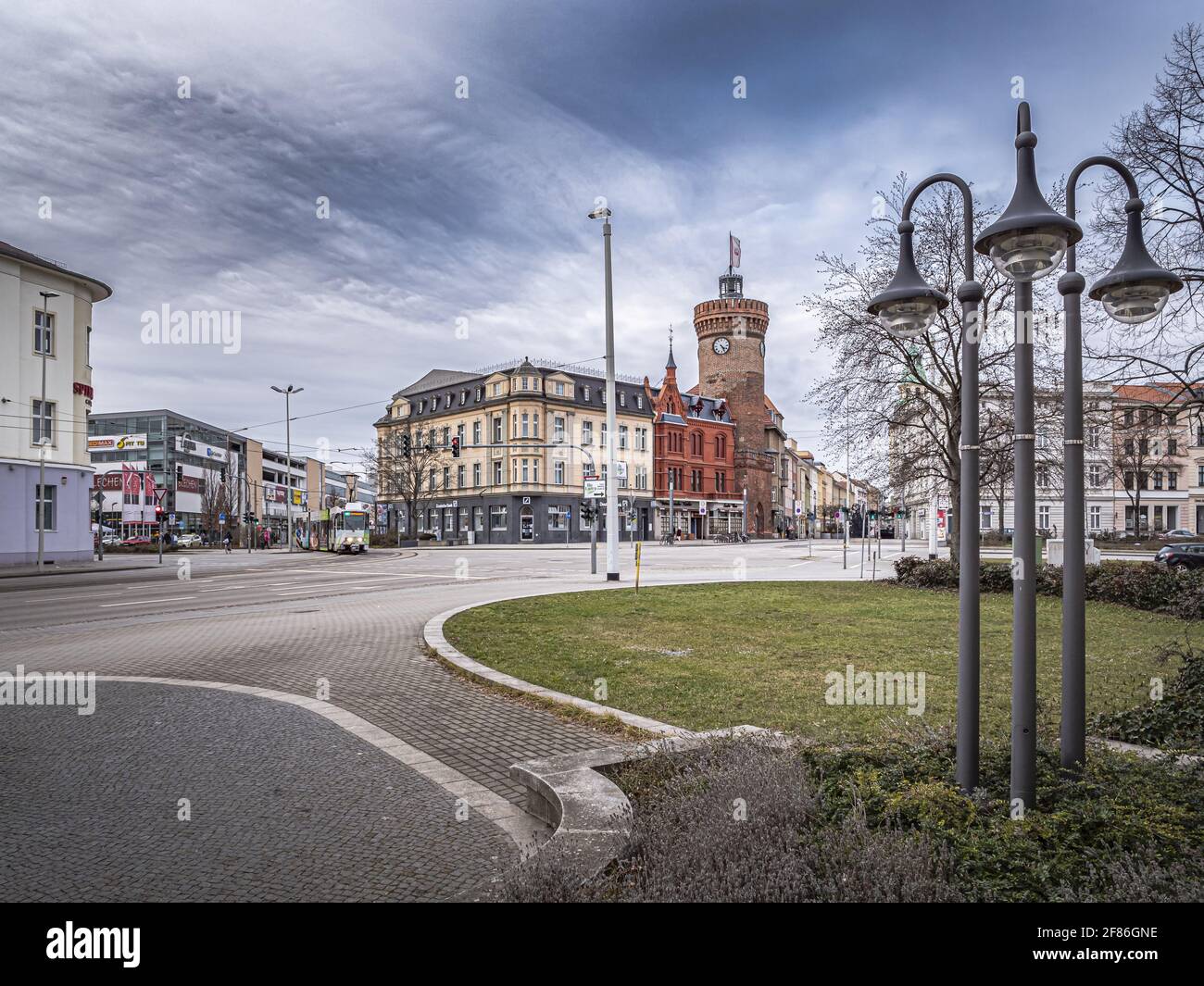 Cottbus city center with the Spremberg Tower Stock Photo - Alamy