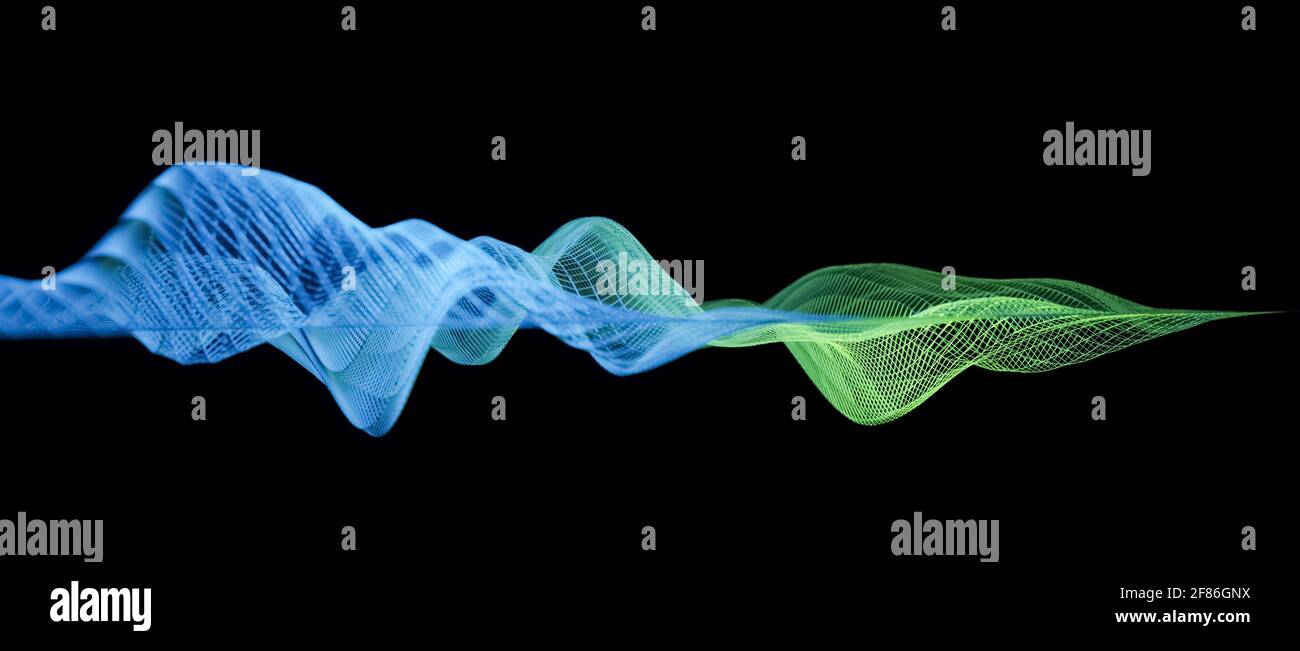 Audio Waves Or Sound Waves Visualization As Grid Or Wireframe Mesh Structure Abstract
