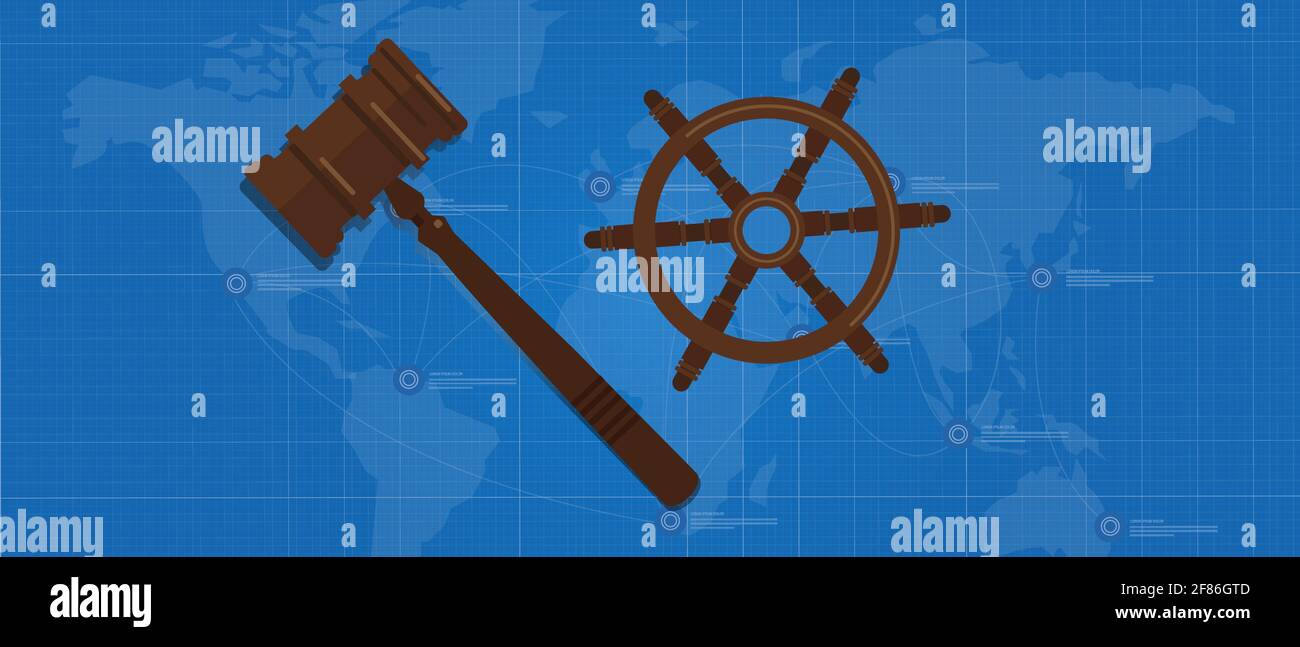 law of sea international agreement regulation symbol of boat steering ...