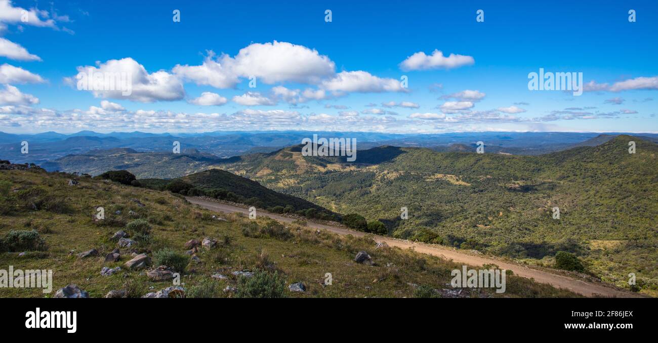 Rural landscape with beautiful greenery and mountains in Santa Catarina ...