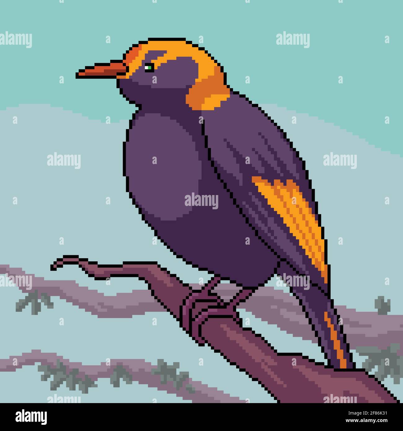 pixel art of small bird on branch Stock Vector Image & Art - Alamy