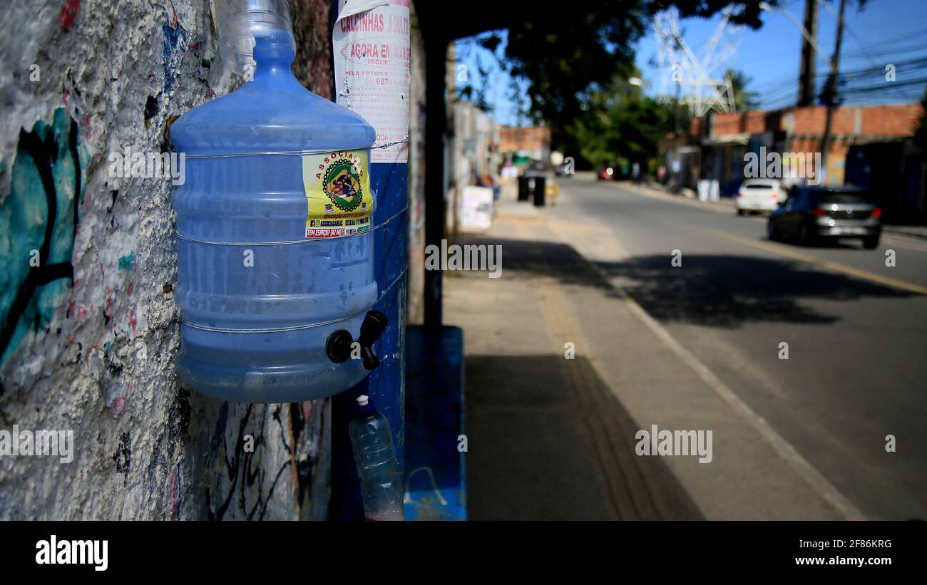 salvador, bahia / brazil - july 1, 2020: improvised system of hand ...