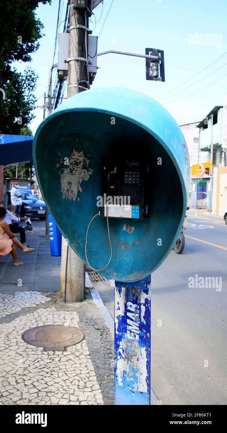 salvador, bahia / brazil - julu 1, 2020: public telephone is seen on ...