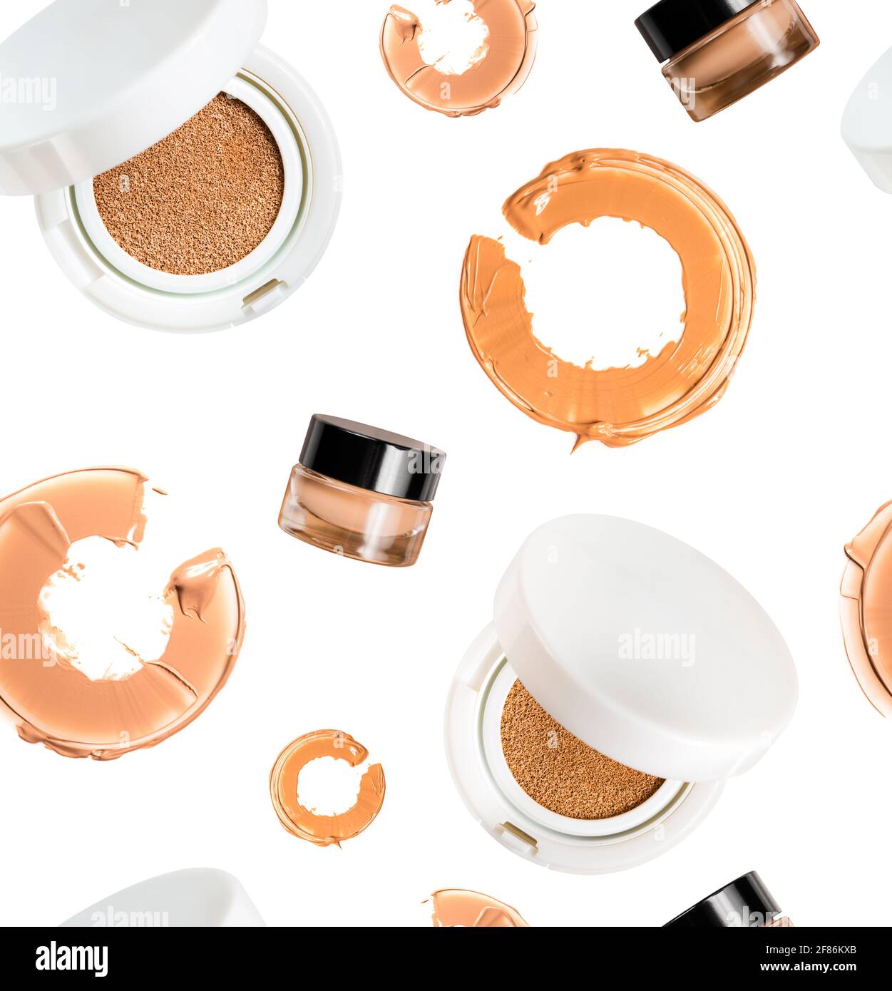 Seamless pattern of Powder cushion with smeared sample in the shape of ...