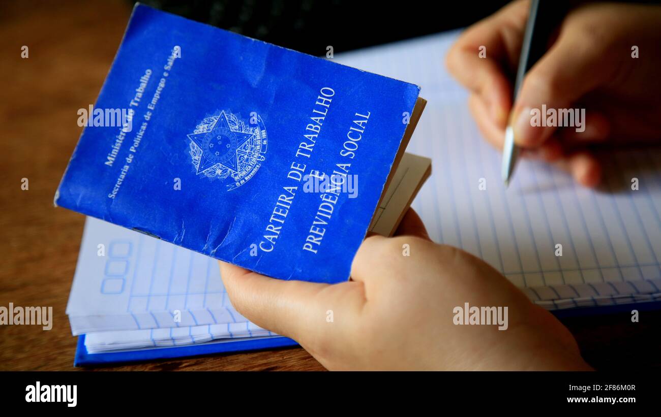 salvador, bahia / brazil - june 12, 2020: brazilian work permit is seen ...