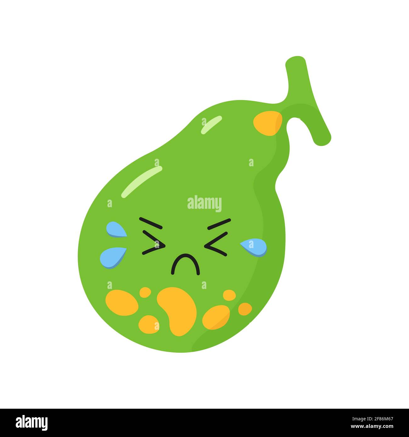 Sick sad gallbladder with stones. Characters to illustrate the problem ...