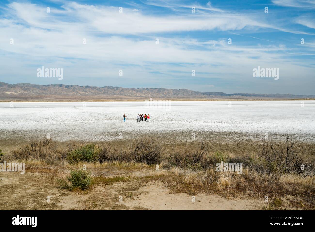 Soda Lake, California, USA - April 11, 2021 Group of people taking ...