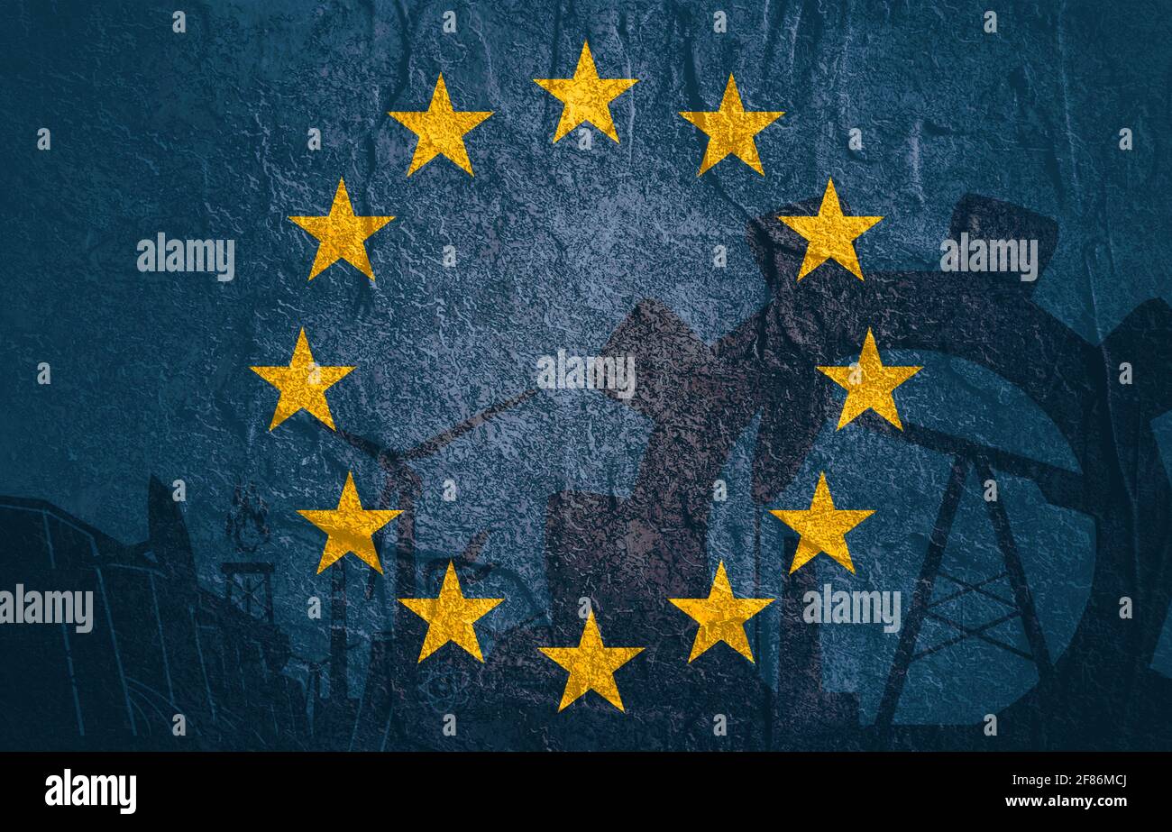 Energy and Power icons set with European Union flag. Sustainable energy ...