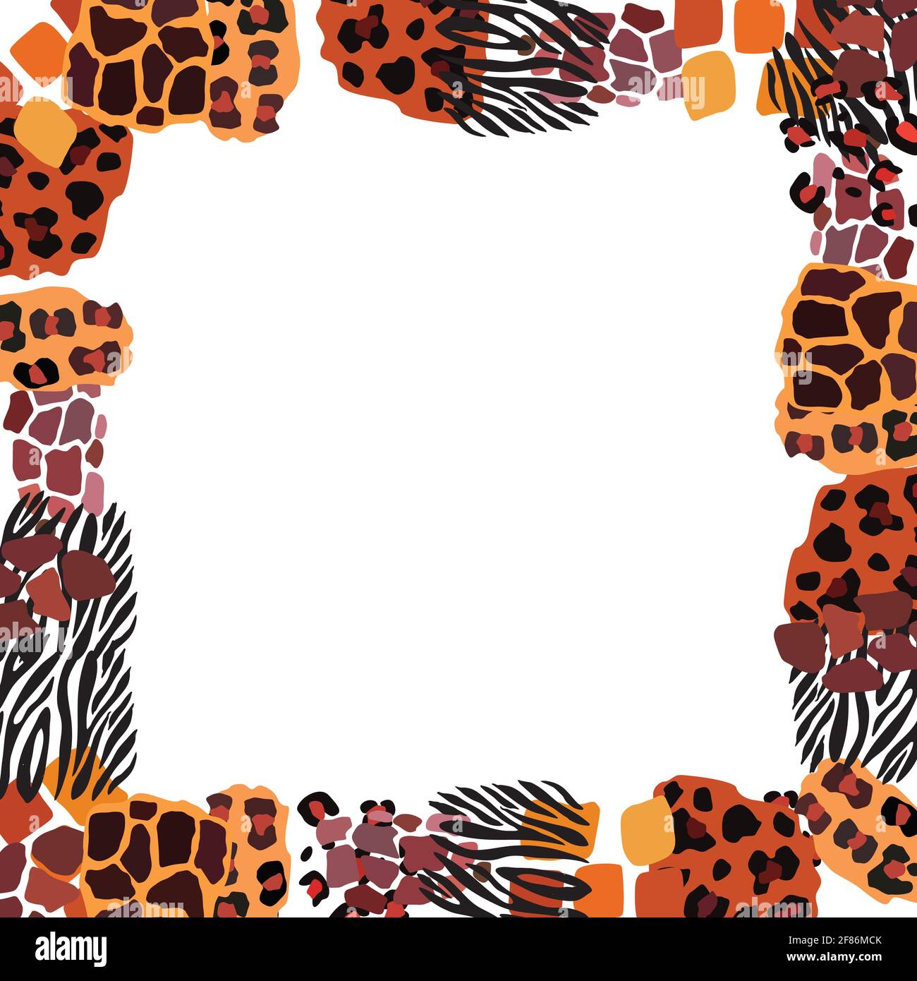 Animal vector frame. Abstract border on white background Stock Vector ...