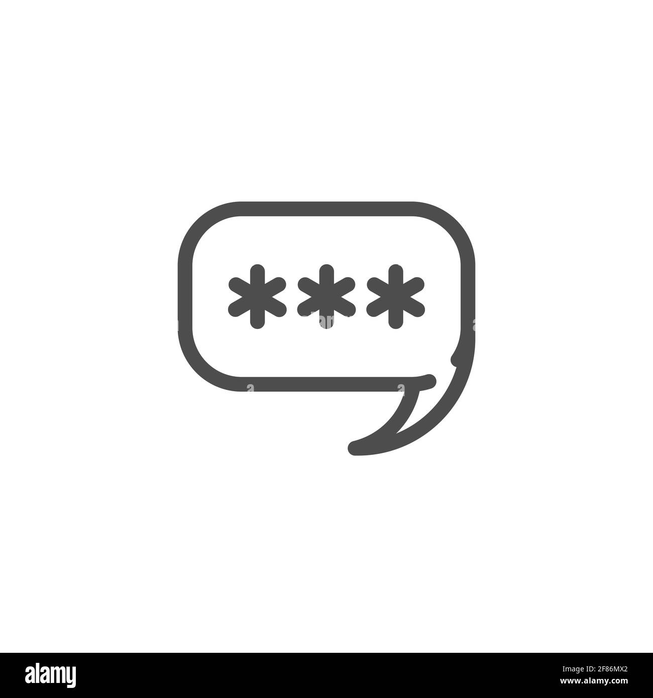 asterisks footnote in red bubble icon. Password, parol, chat ban sign ...