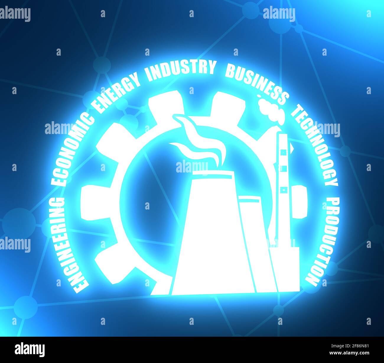 Gear and atomic power station icon. Industrial relative set. 3D ...
