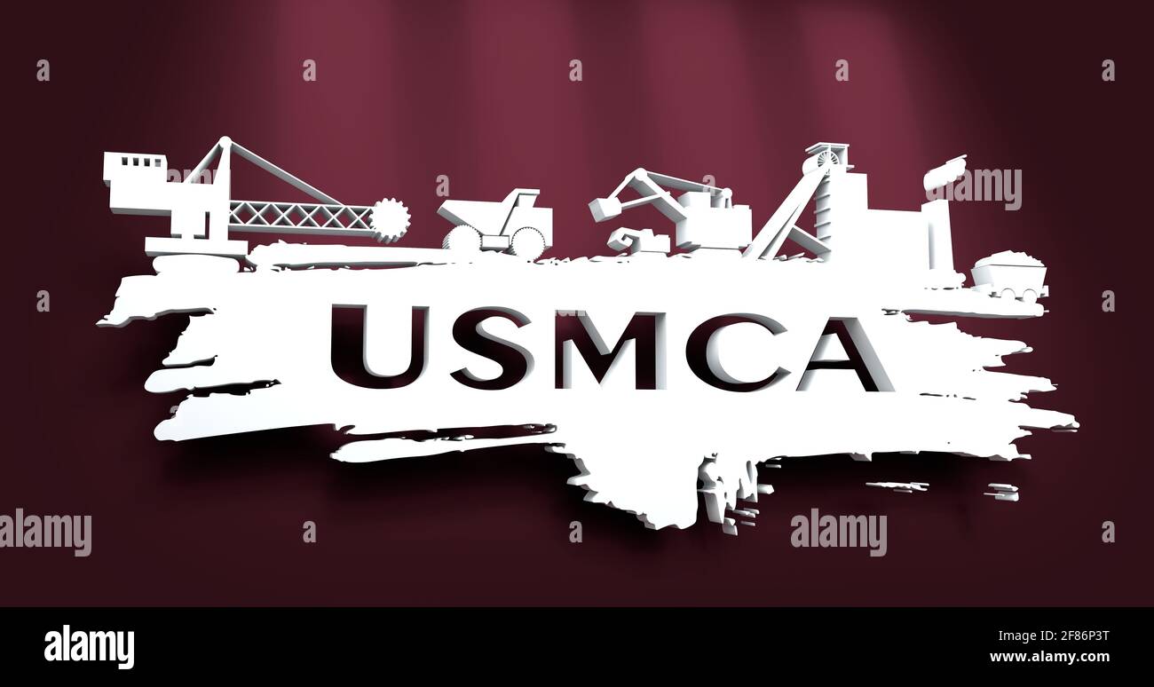 USMCA - United States Mexico Canada Agreement. Decorated USMCA letters ...