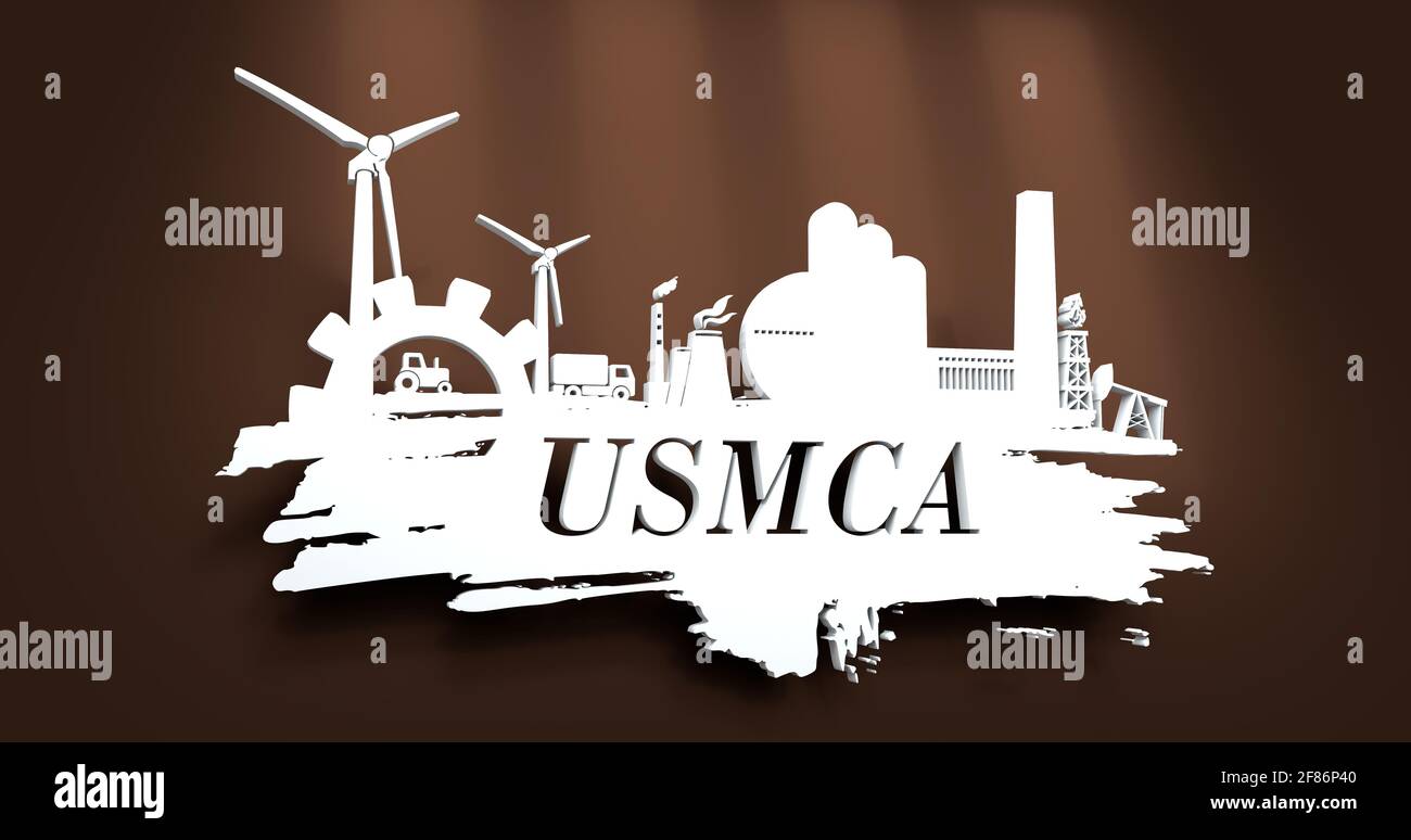 USMCA - United States Mexico Canada Agreement. Decorated USMCA letters ...