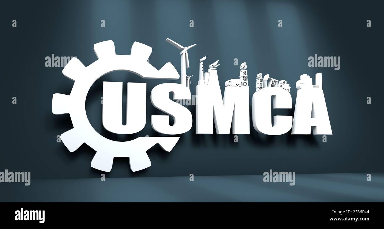 USMCA - United States Mexico Canada Agreement. Decorated USMCA letters ...