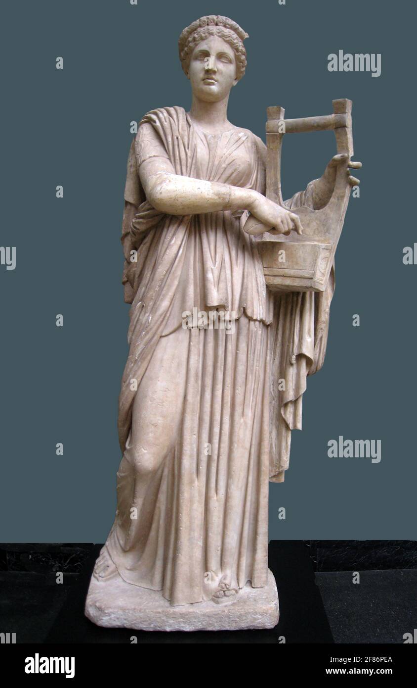 6841. Erato, Roman muse of poetry playing the lyre, Roman statue from ...
