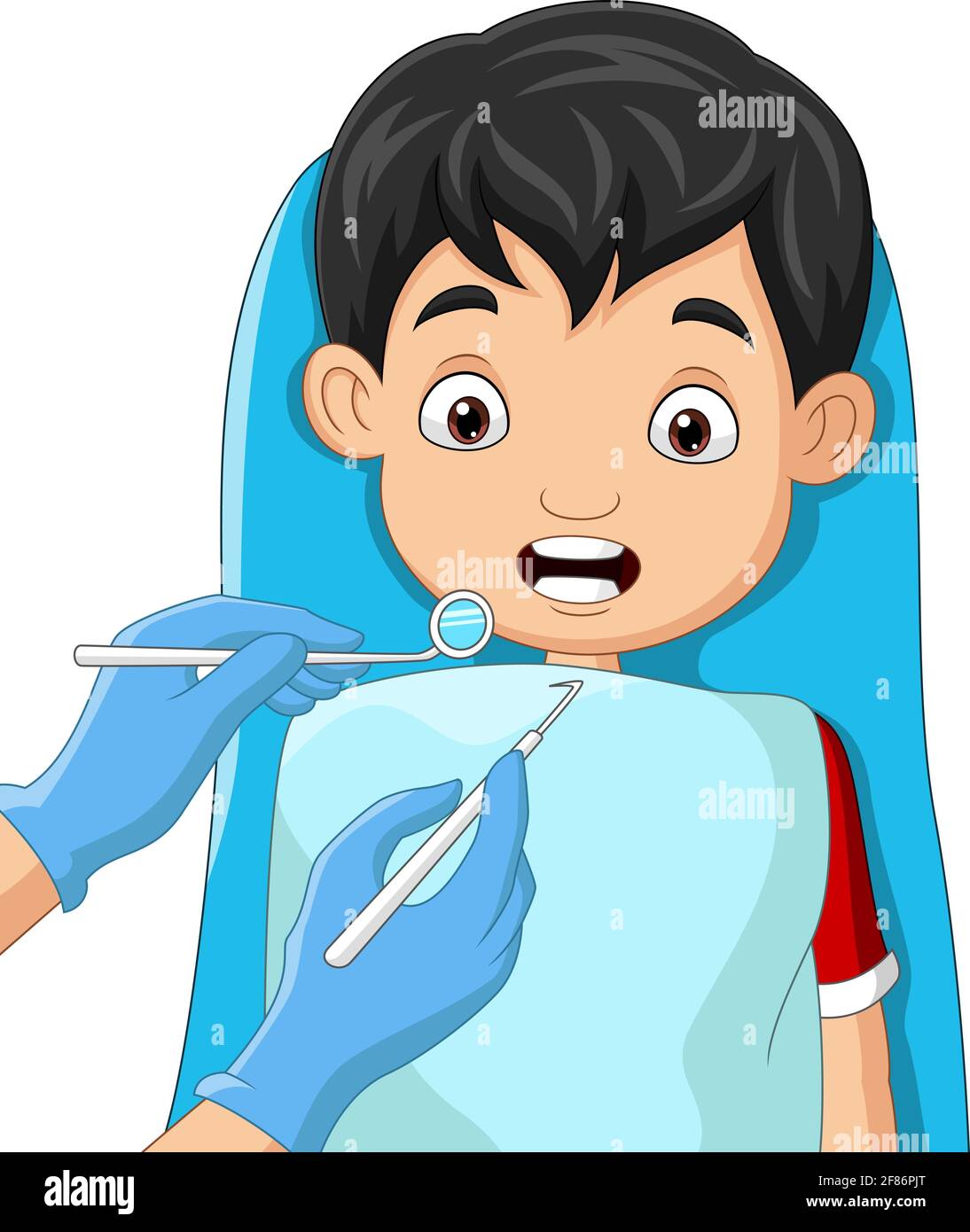 Cartoon little boy teeth checked by dentist Stock Vector Image & Art ...