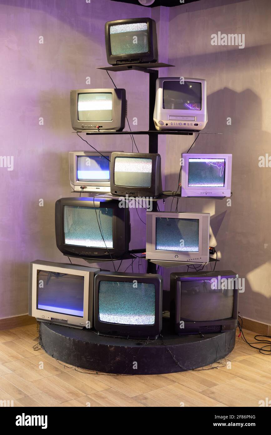 Composition of retro tvs. Viintage crt screens Stock Photo - Alamy