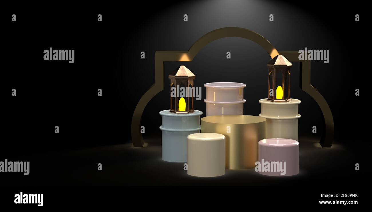 3D rendered geometric studio scene in Arabic Stage Podium Form ...