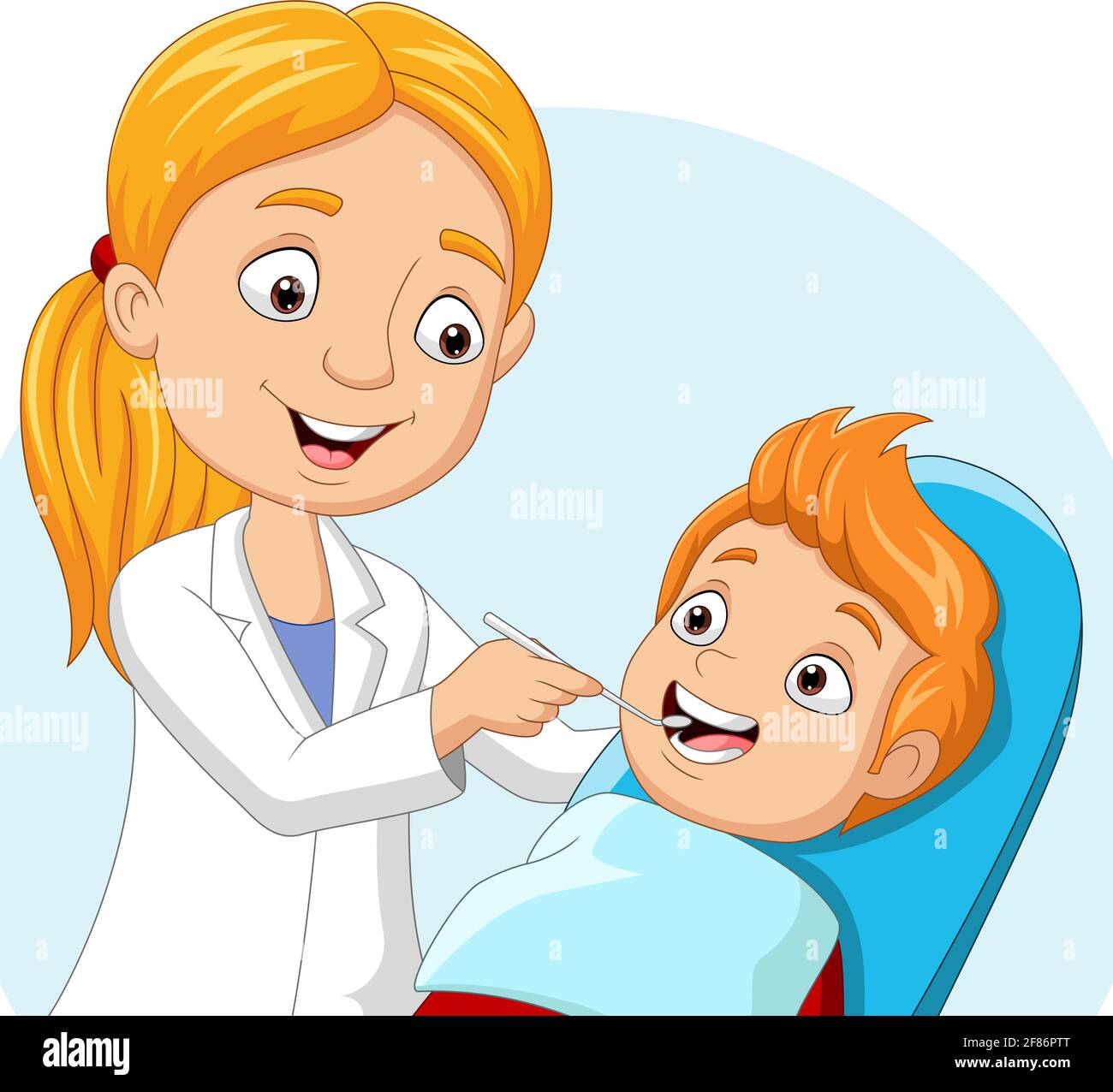 Cartoon doctor dentist checking boy teeth Stock Vector Image & Art - Alamy