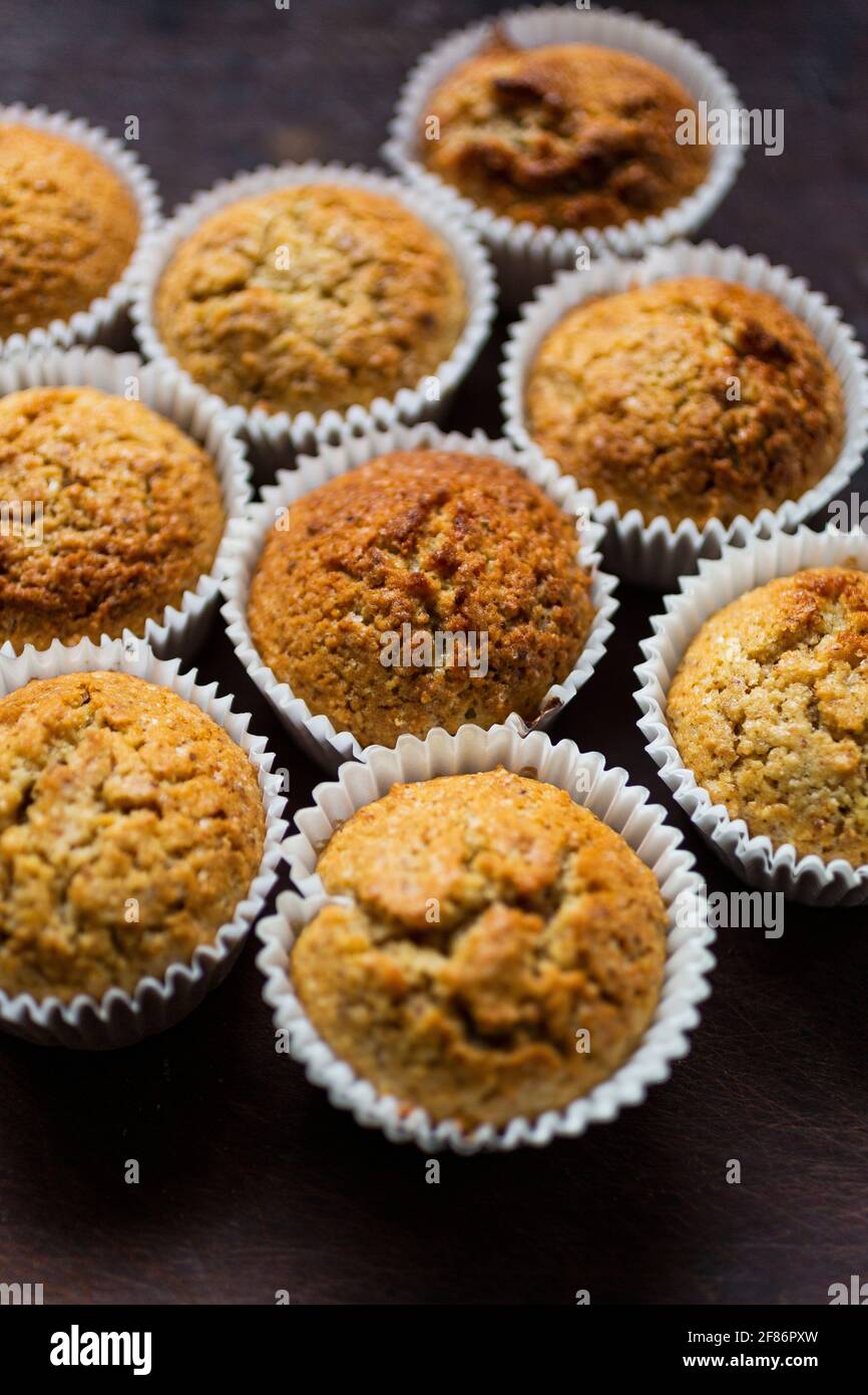Close up bran muffins in cupcake liners Stock Photo - Alamy