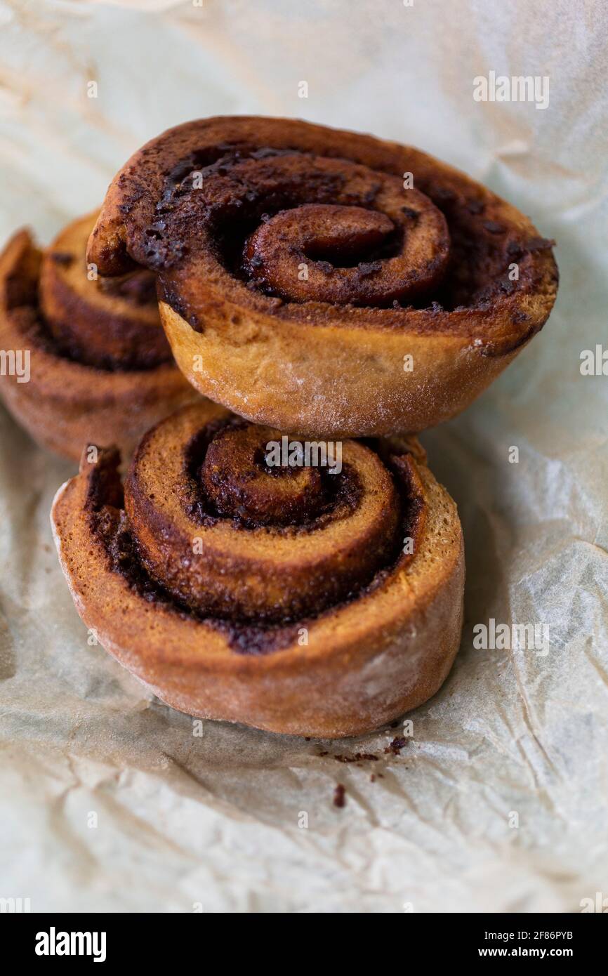 Close up view cinnamon rolls hi-res stock photography and images - Alamy