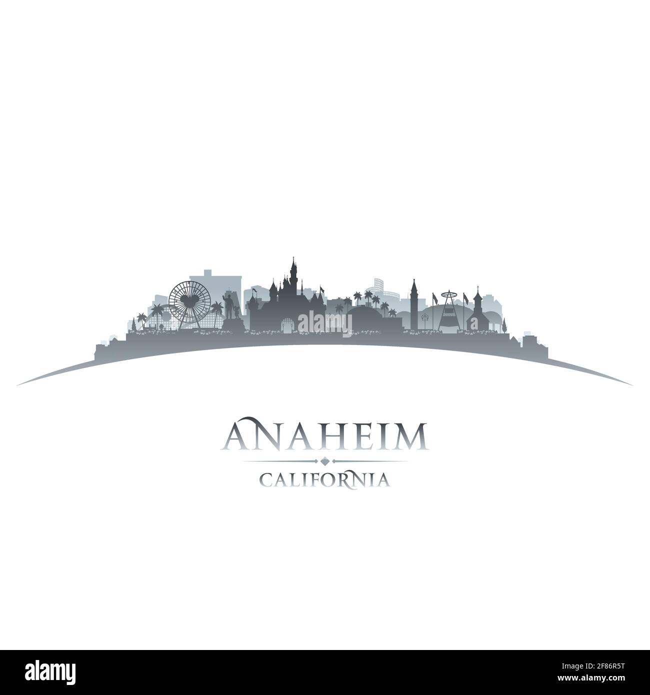 Anaheim California city skyline vector silhouette illustration Stock ...