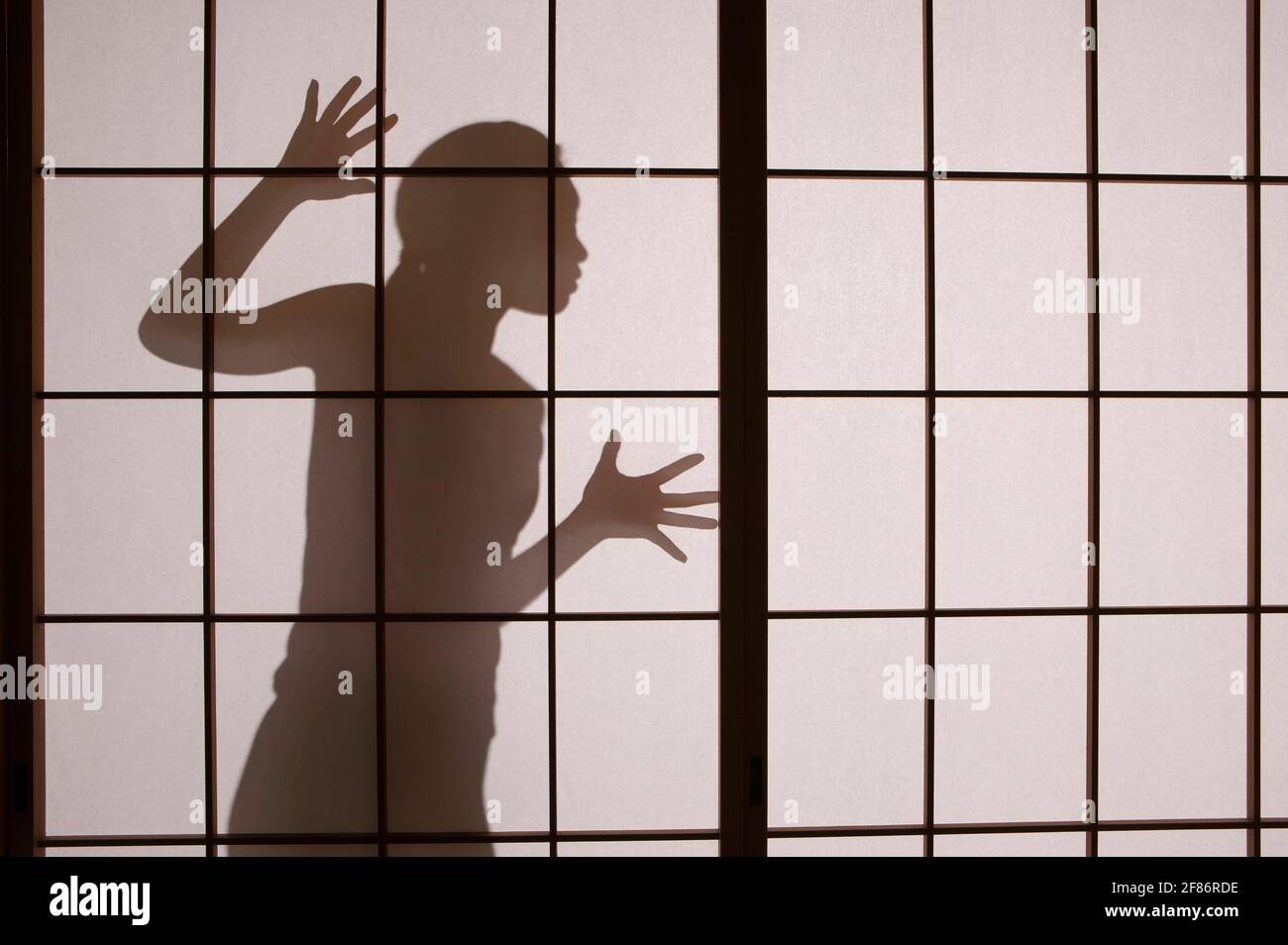 Shadow of lurking woman at shoji doors Stock Photo - Alamy