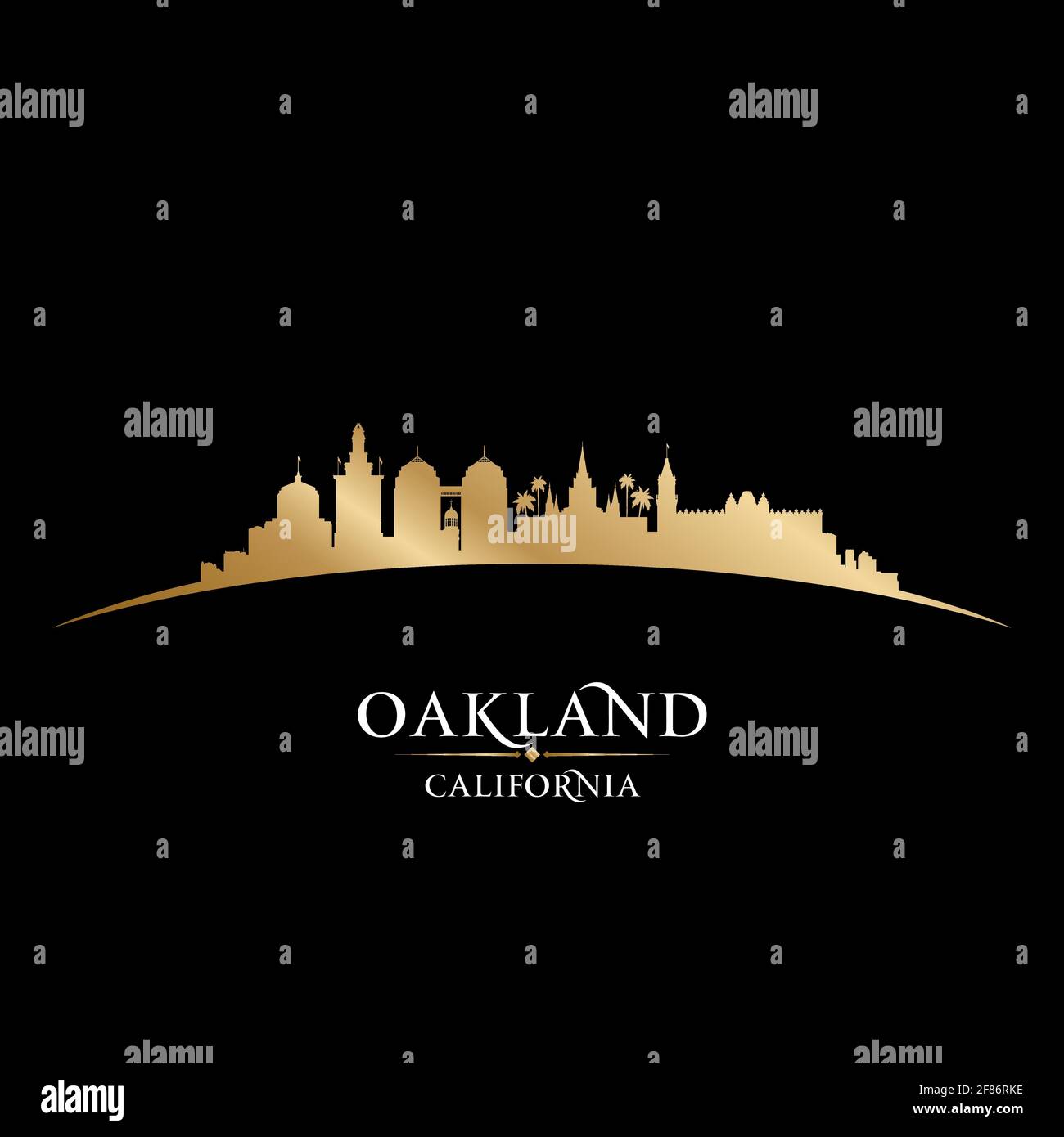 Oakland California city skyline vector silhouette illustration Stock ...