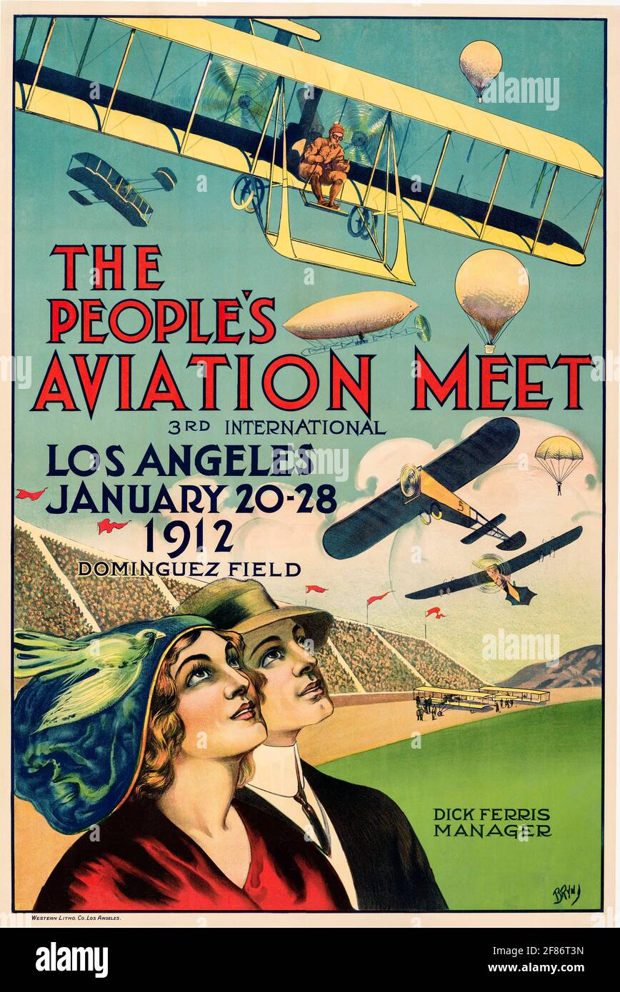 The People's Aviation Meet Los Angeles, 1912. (Poster USA Stock Photo ...