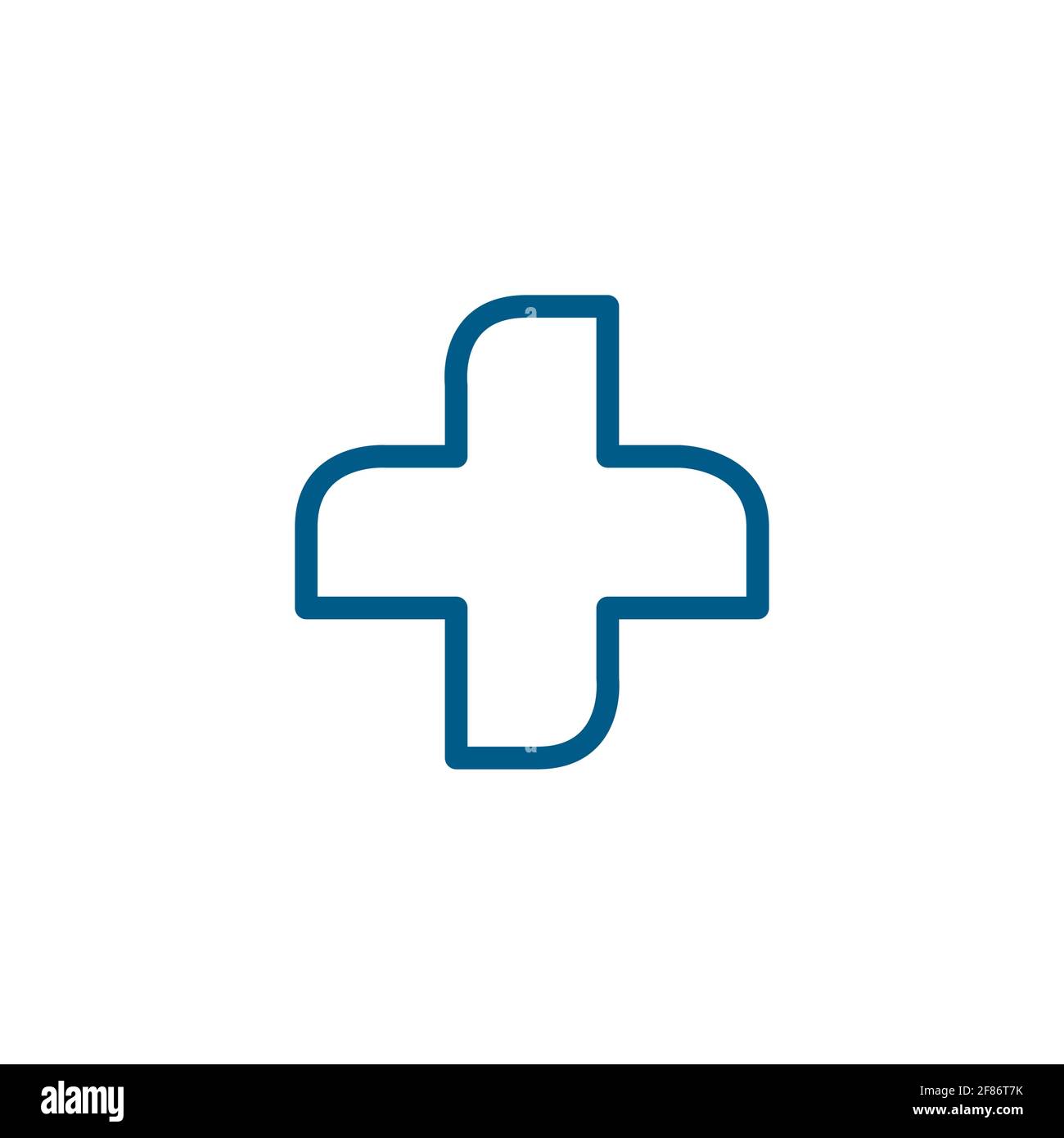 Medical Cross Line Blue Icon On White Background. Blue Flat Style ...