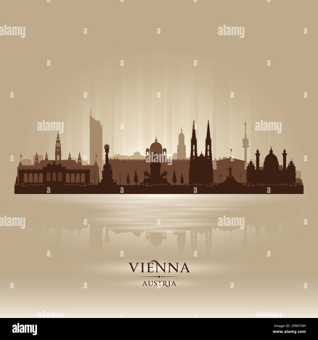 Vienna Austria city skyline vector silhouette illustration Stock Vector ...