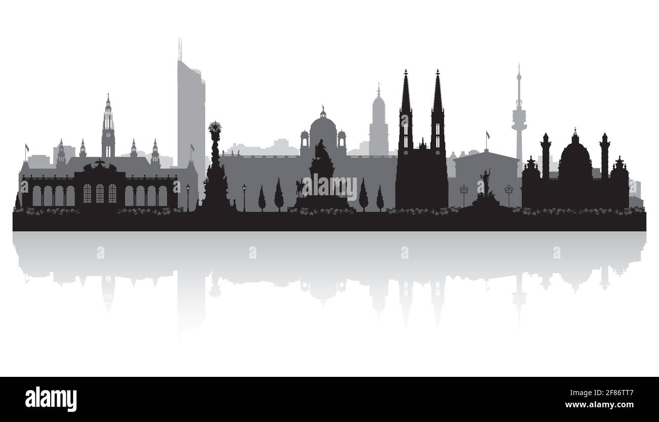 Vienna Austria city skyline vector silhouette illustration Stock Vector ...