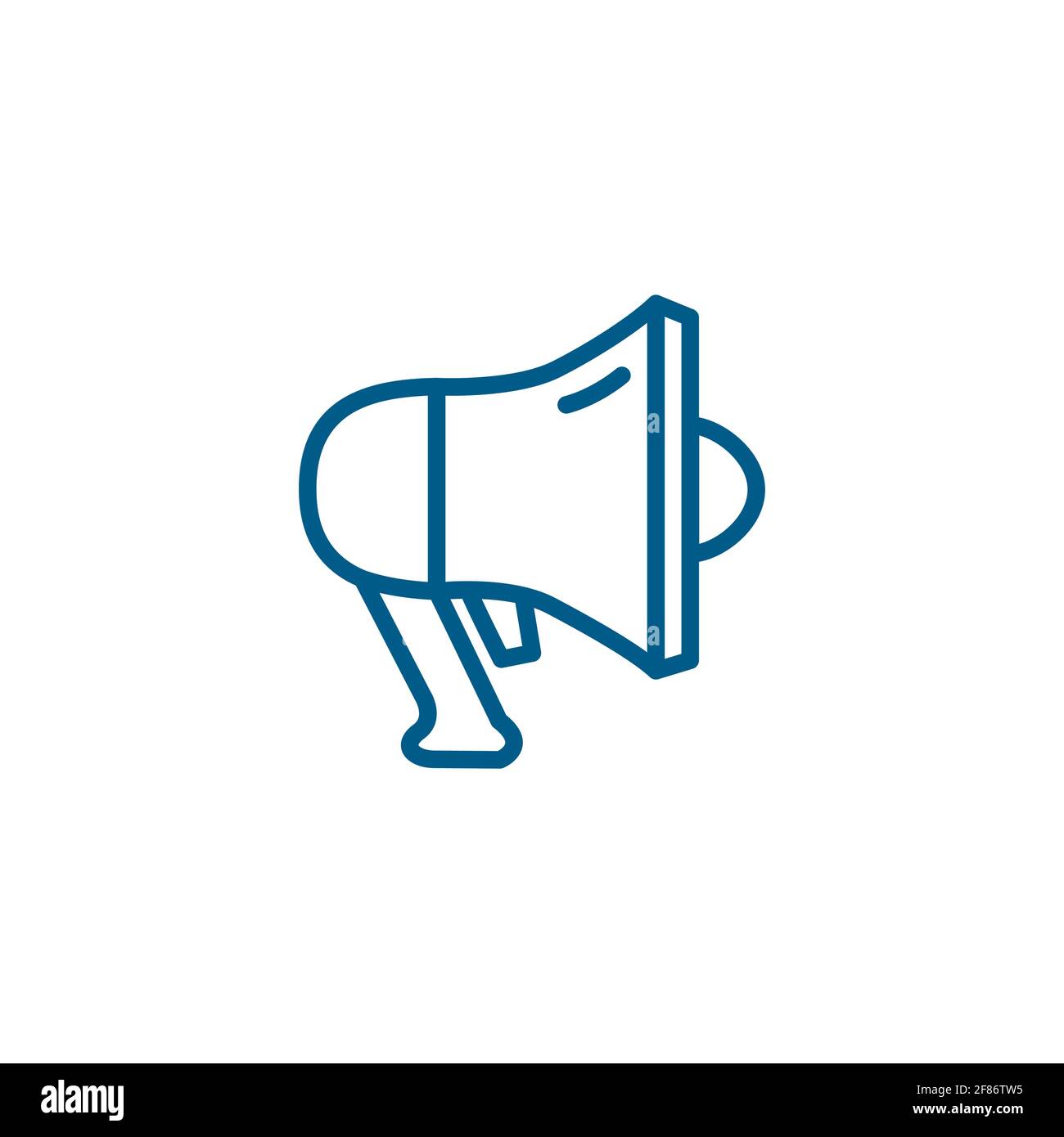 Megaphone Line Blue Icon On White Background. Blue Flat Style Vector ...
