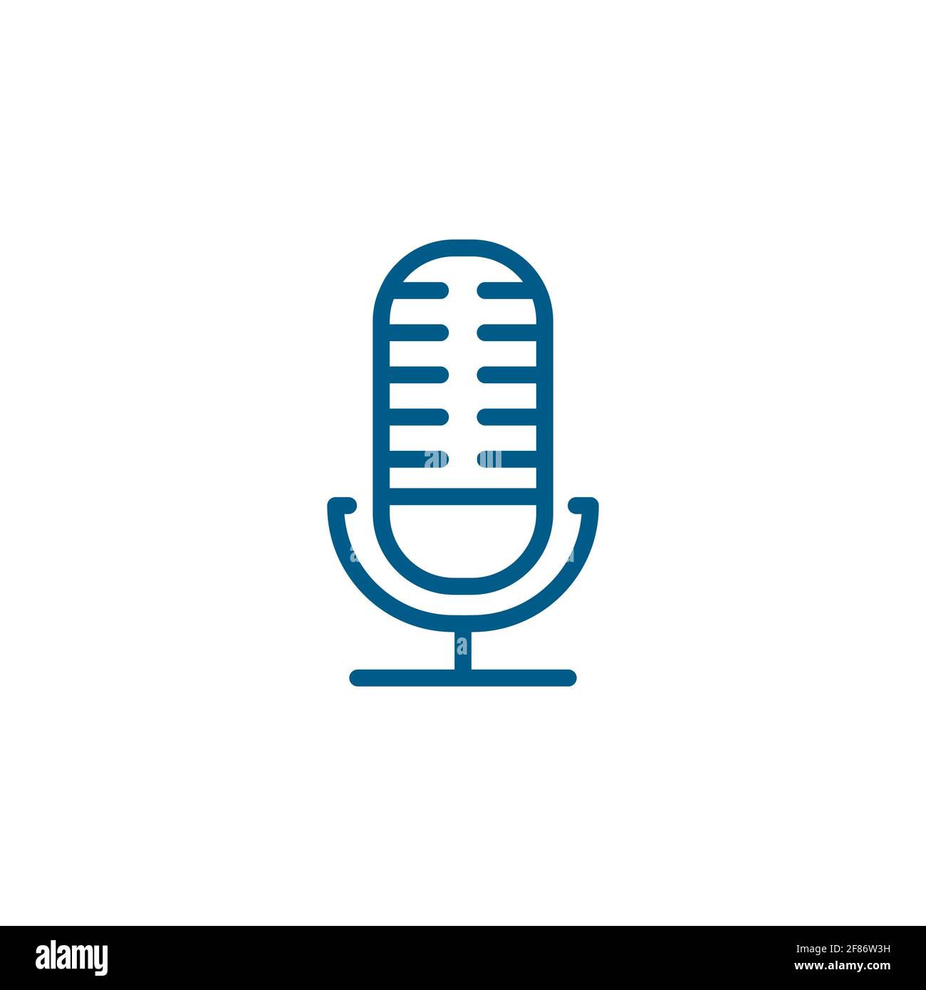 Microphone Line Blue Icon On White Background. Blue Flat Style Vector ...