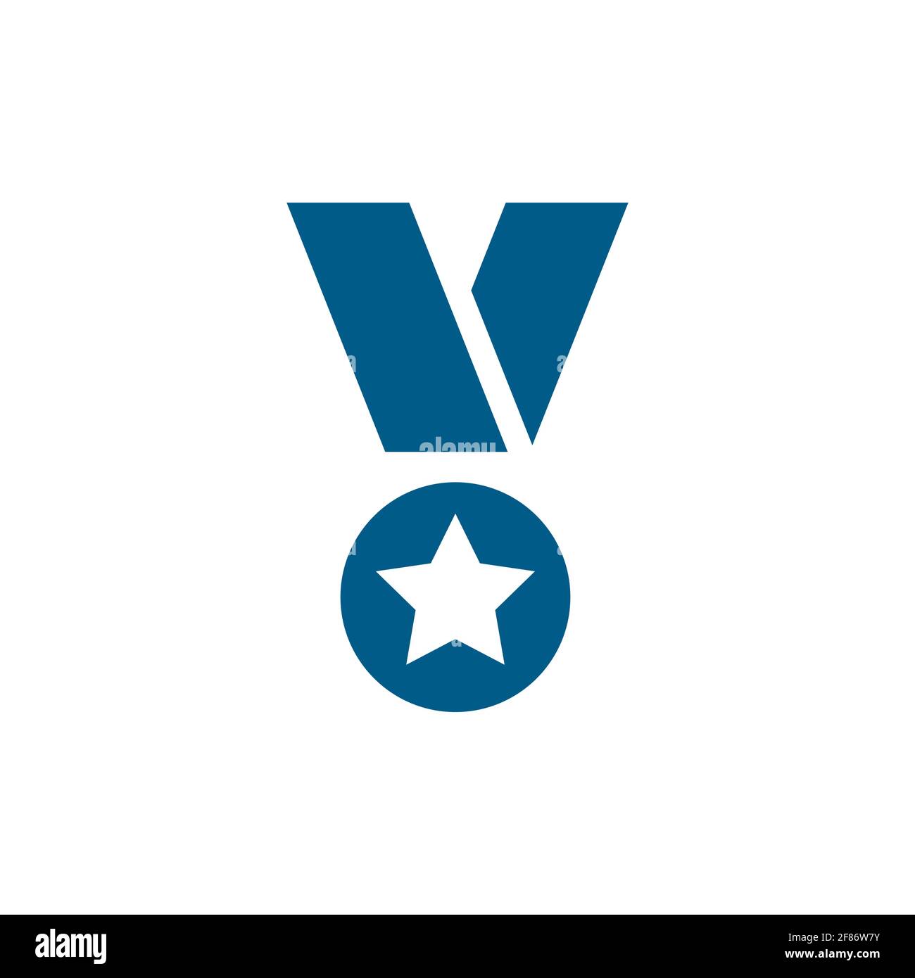 Medal Blue Icon On White Background. Blue Flat Style Vector ...