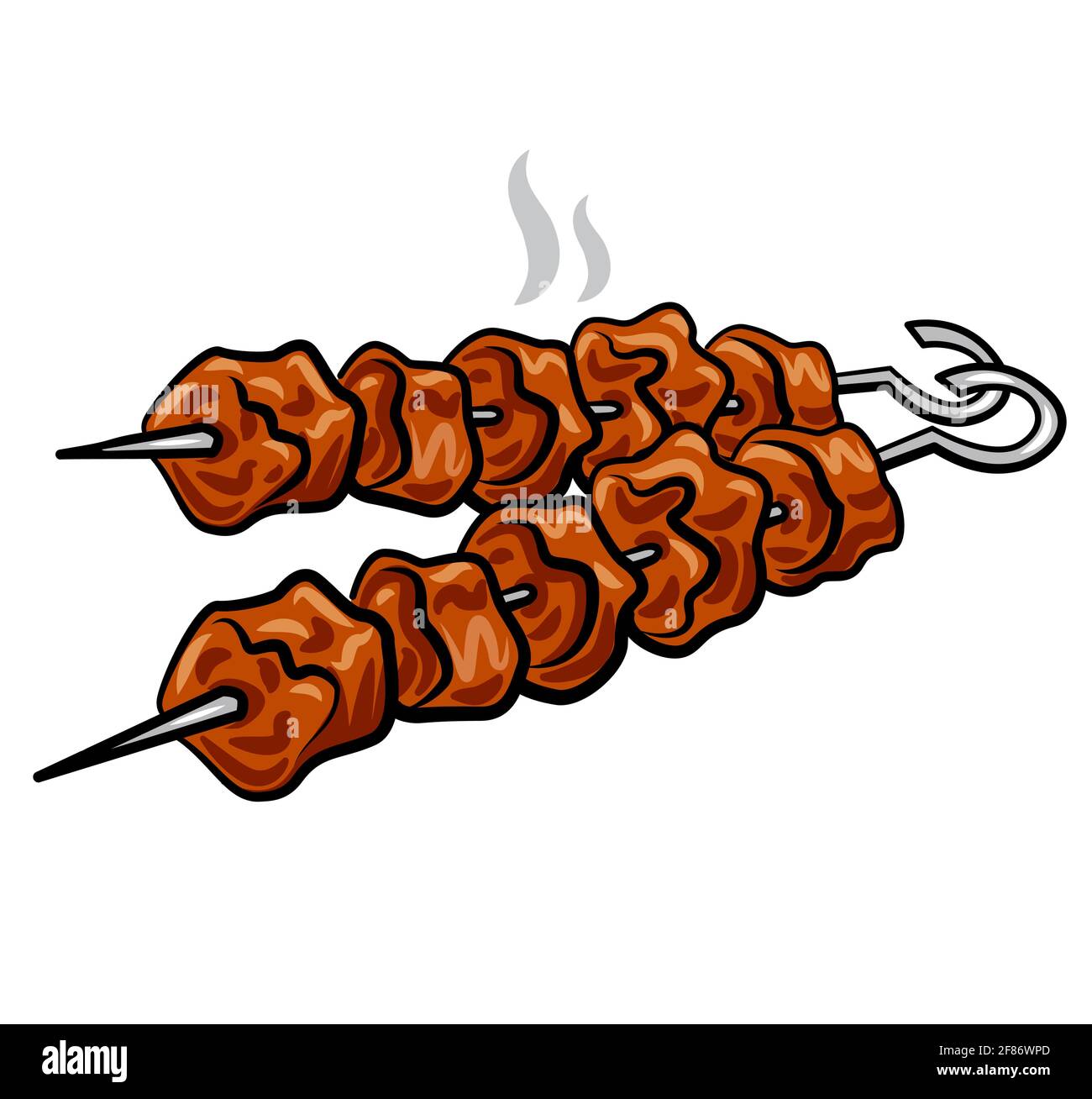 illustration of the grilled hot kebab on the skewers Stock Vector Image & Art - Alamy