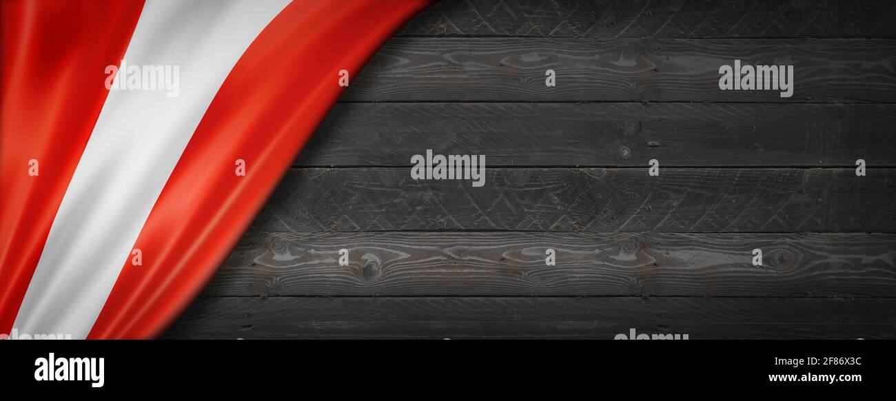 peru flag on black wood wall. Horizontal panoramic banner Stock Photo ...