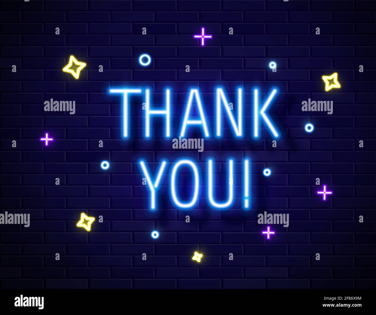 Thank You Realistic Neon Text Sign isolated on brick wall background ...
