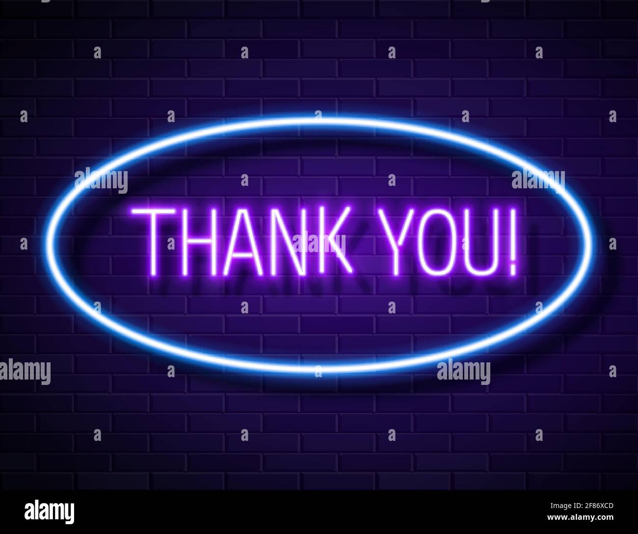 Thank You Realistic Neon Text Sign isolated on brick wall background ...