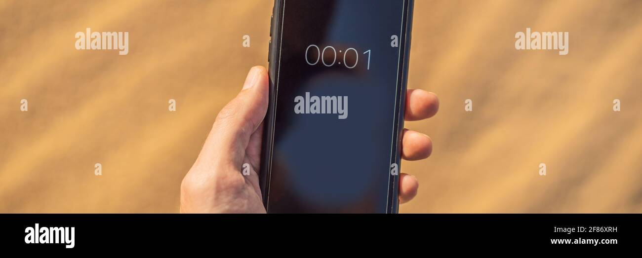 A timer with a countdown to climate change. Desert timer. Global ...