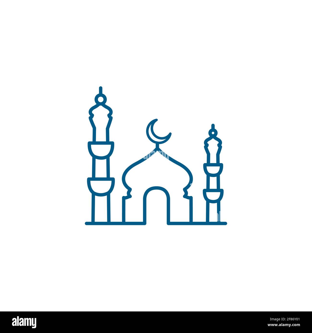 Mosque Line Blue Icon On White Background. Blue Flat Style Vector ...