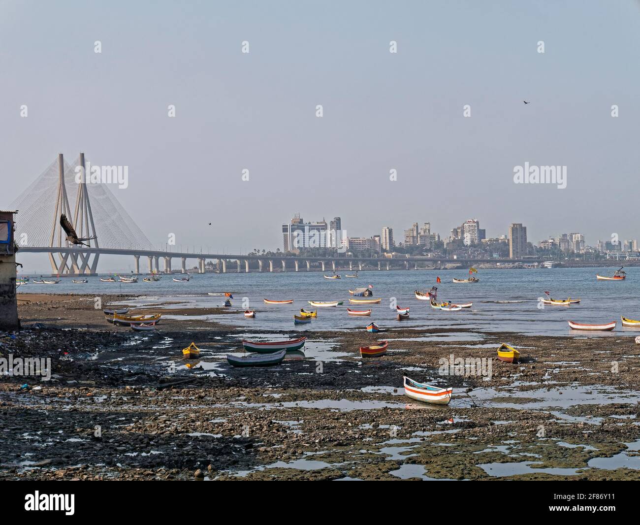 31 Mar 2019 urban area skyline from Worli village Mumbai Maharashtra ...