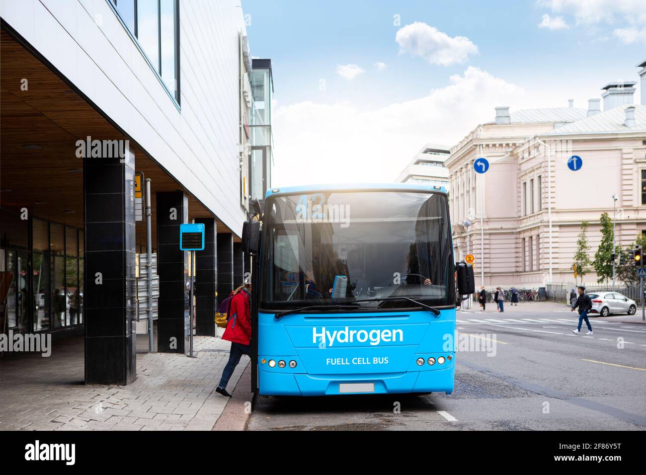 A hydrogen fuel cell bus concept Stock Photo - Alamy
