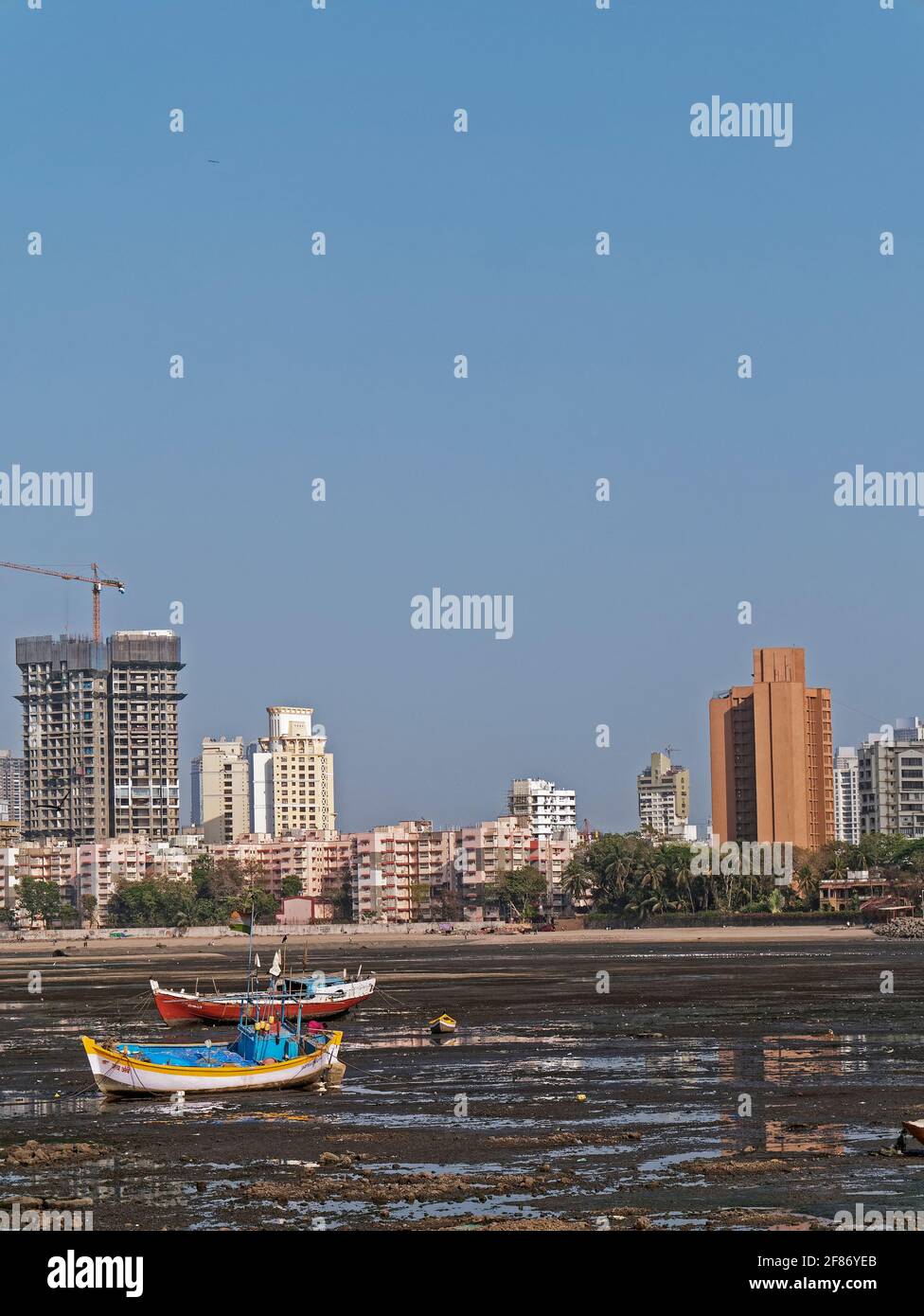 31 Mar 2019 urban area skyline from Worli village Mumbai Maharashtra ...