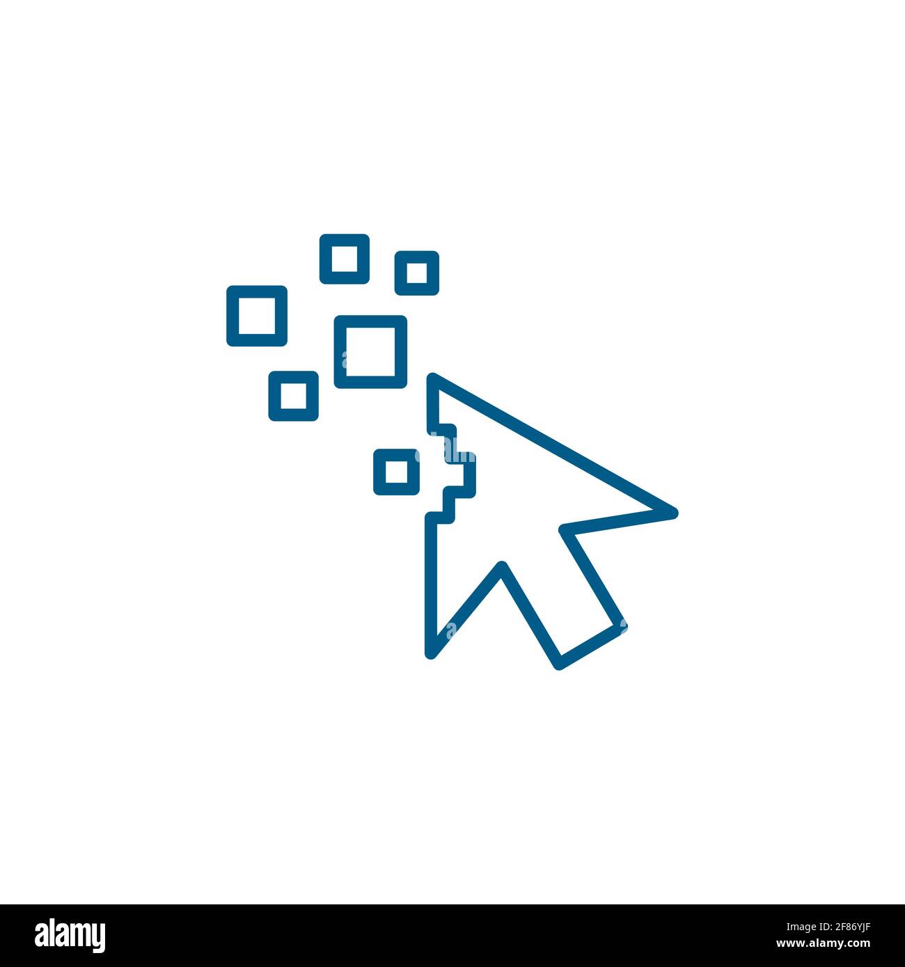 Mouse Cursor Line Blue Icon On White Background. Blue Flat Style Vector ...