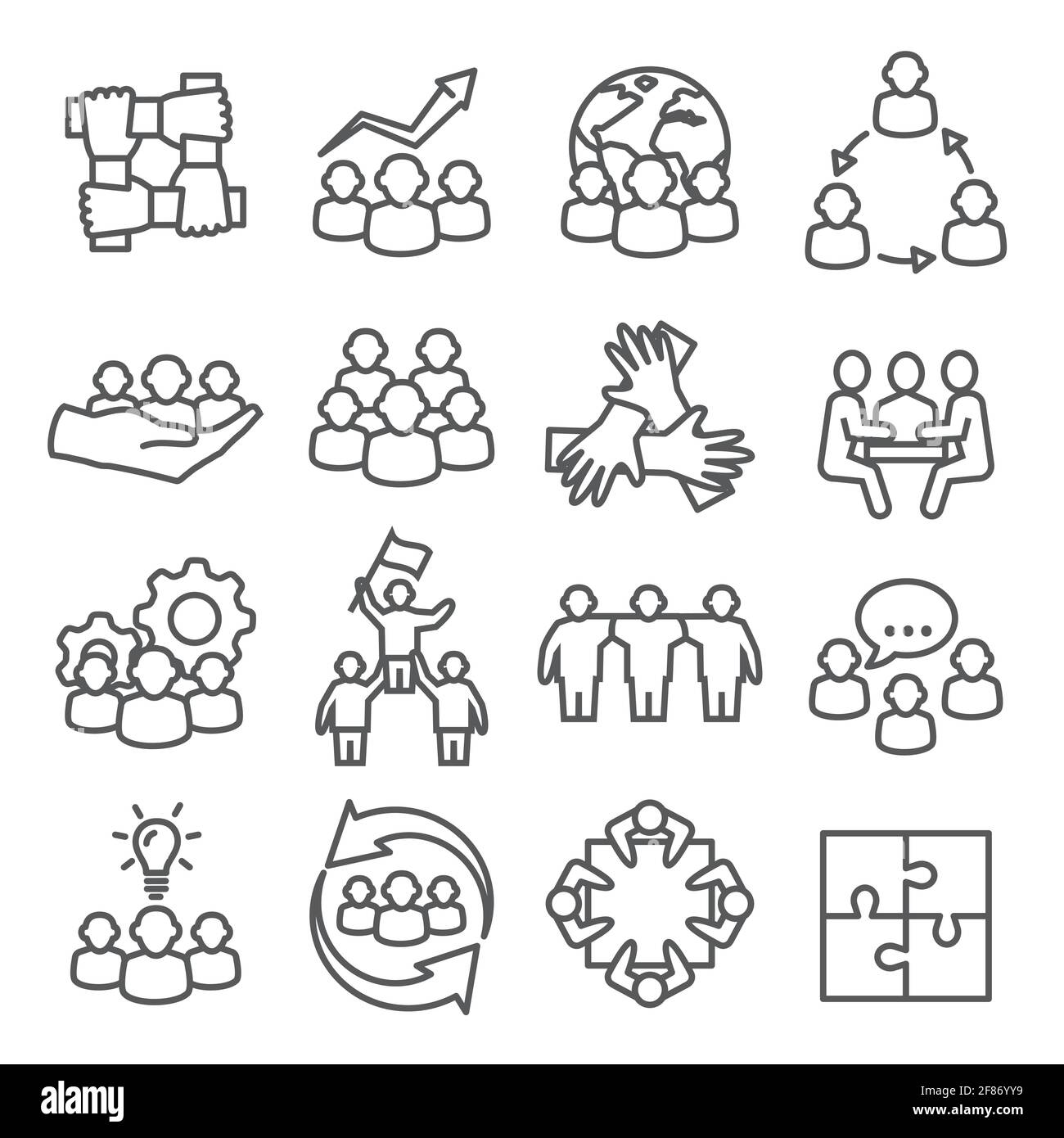 Unity teamwork icon flat Cut Out Stock Images & Pictures - Alamy